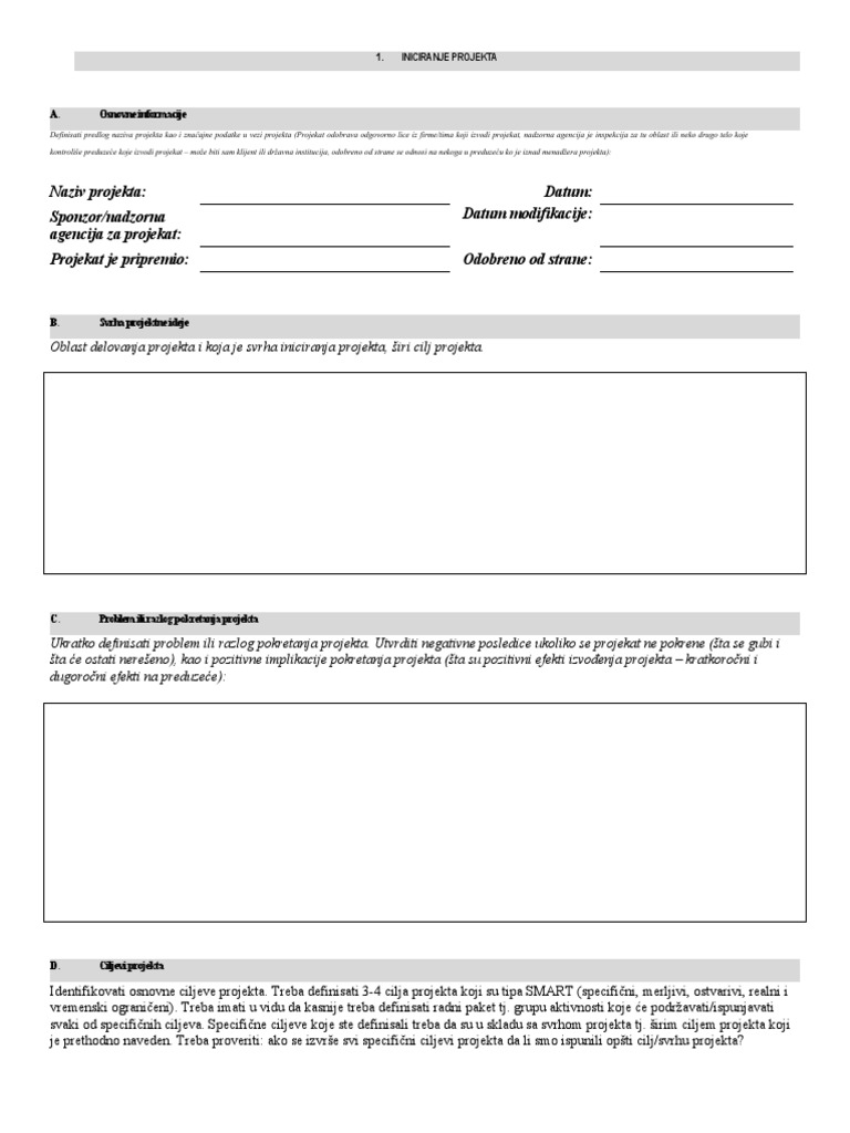 Tehnicka Dokumentacija-Obrazac Za Projekat | PDF