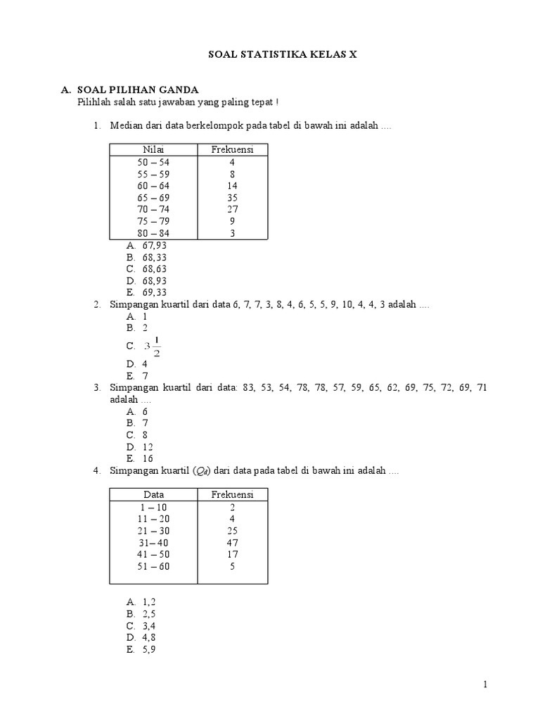Soal Statistik SMA | PDF