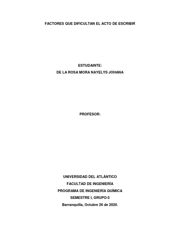 Factores Que Dificultan El Acto de Escribir | PDF