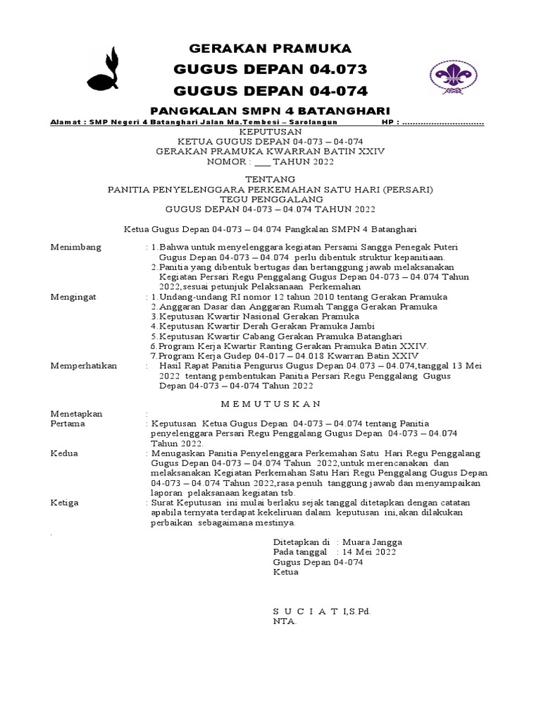 GP - Surat SK Kemah. 073 - 074 | PDF