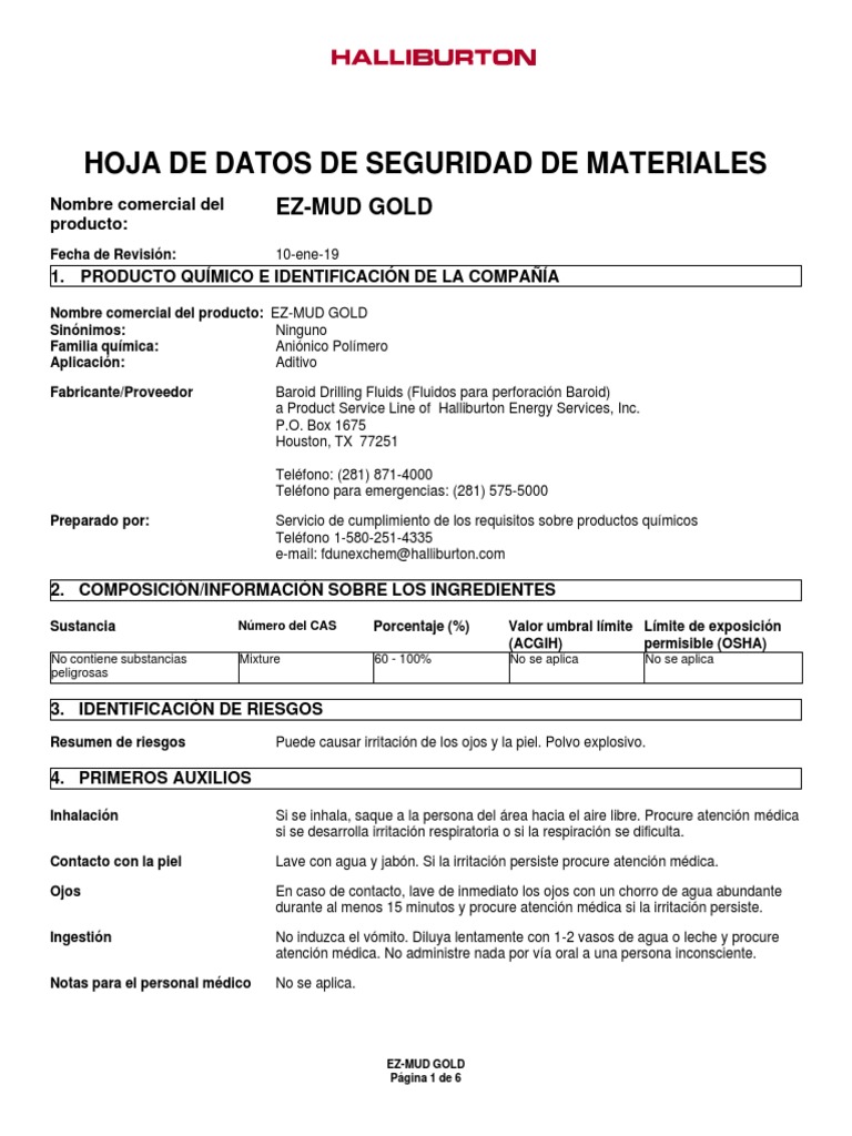 Ez Mud Gold | PDF | Toxicidad | Combustión