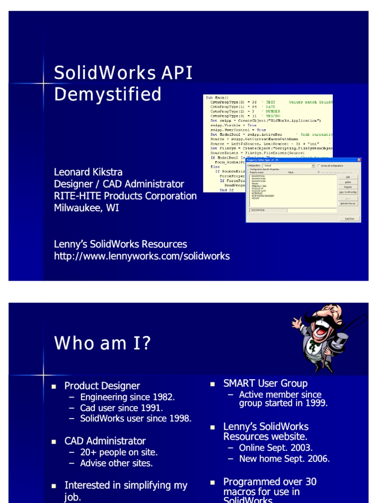 10-06 Solid Works API Demystified | PDF | Application Programming Interface | Macro (Computer ...