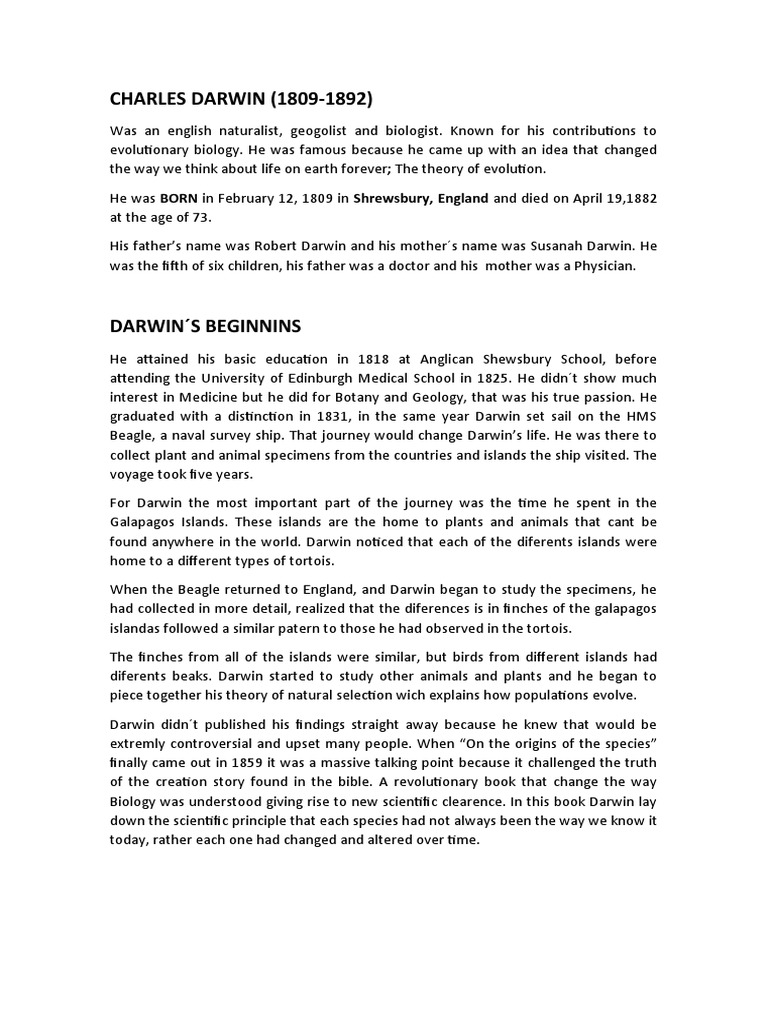 Charles Darwin | PDF | Charles Darwin | On The Origin Of Species