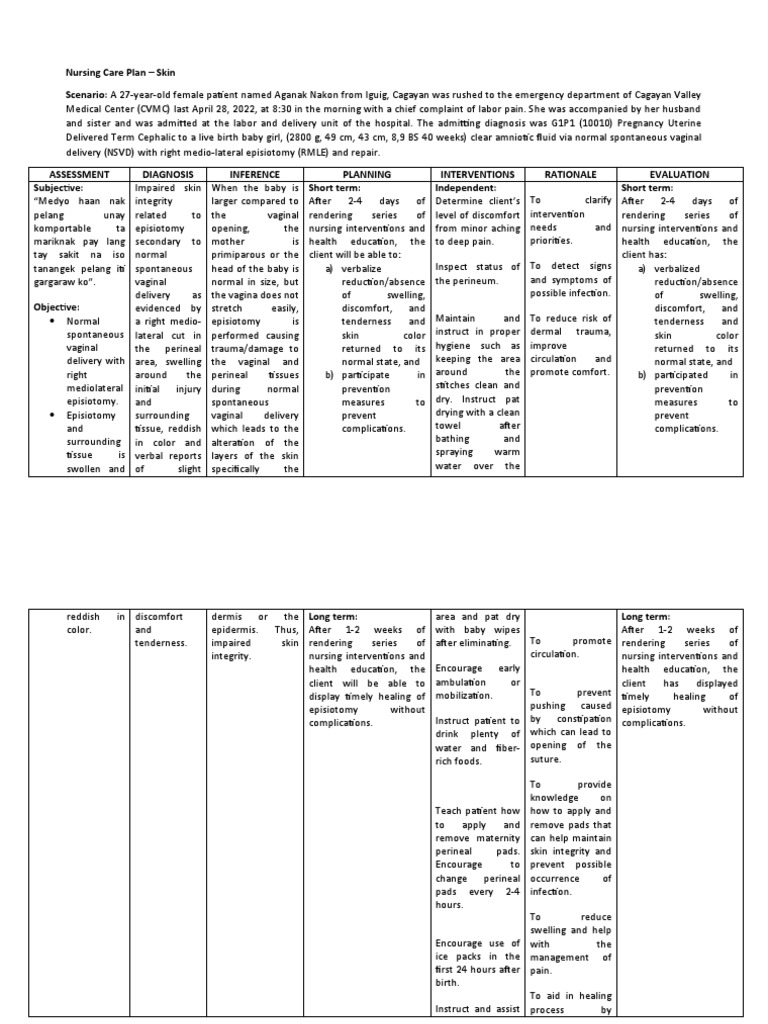 NCP Impaired Skin Integrity | PDF | Childbirth | Vagina