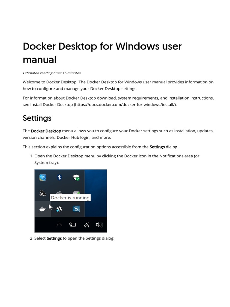 Docker Desktop For Windows User Manual - Docker Documentation | PDF | Microsoft Windows ...