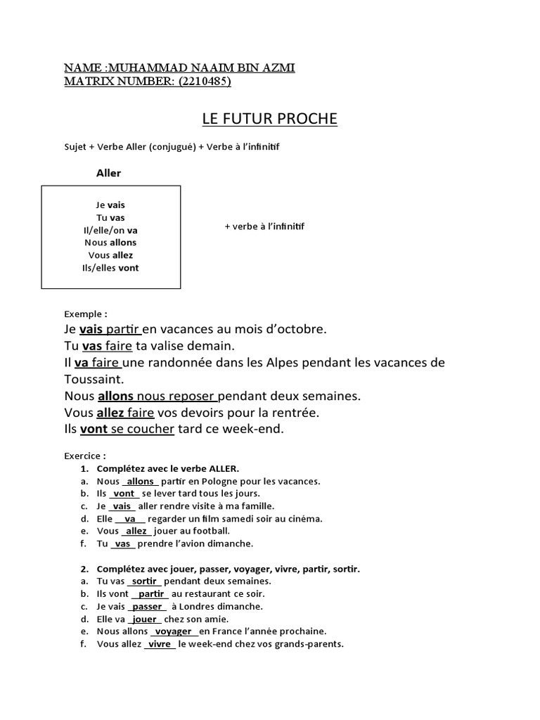 Le Futur Proche | PDF | Verbe