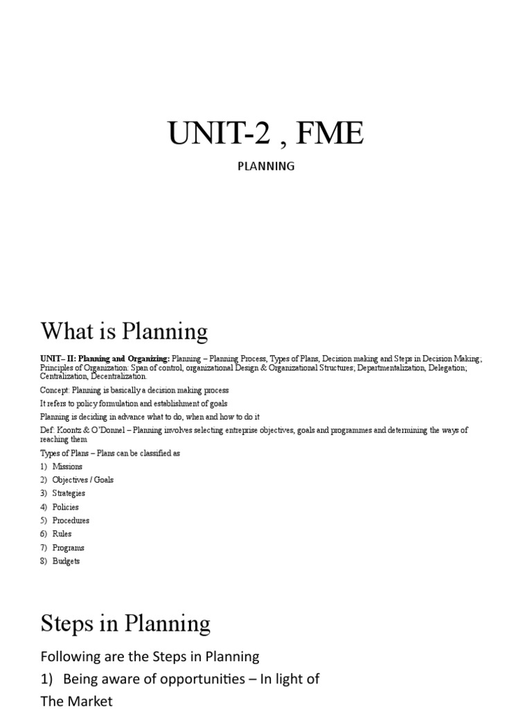 FME Unit 2 Planning | PDF | Goal | Sales