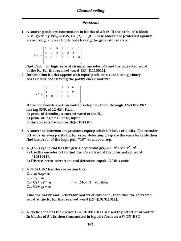 Channel Coding Problems | PDF | Computer Science | Encodings