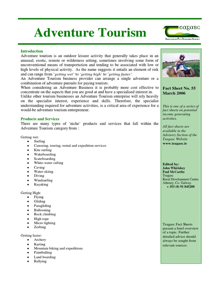 Adventure Tourism: Fact Sheet No. 55 March 2006 | PDF | Insurance ...