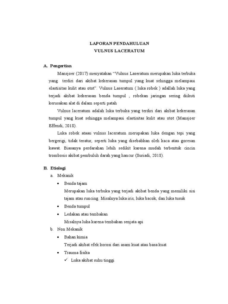 Pemahaman Vulnus Laceratum dan Penanganannya | PDF