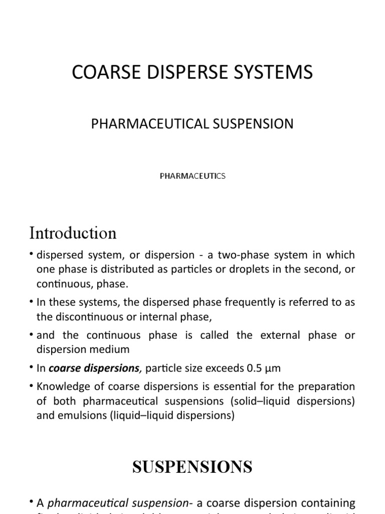 Coarse Disperse Systems-Suspensions | PDF | Suspension (Chemistry ...
