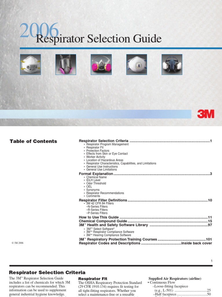 Respirator Selection Guide Chart Respirator Selection Guide