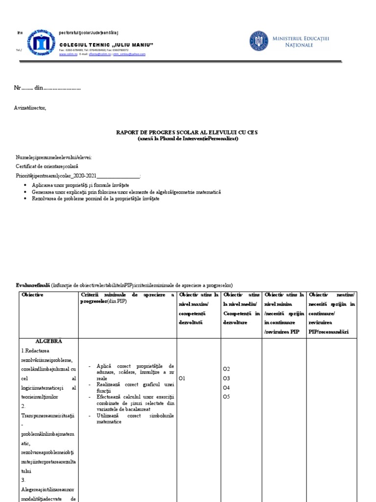 Plan de Progres Elev Ces | PDF