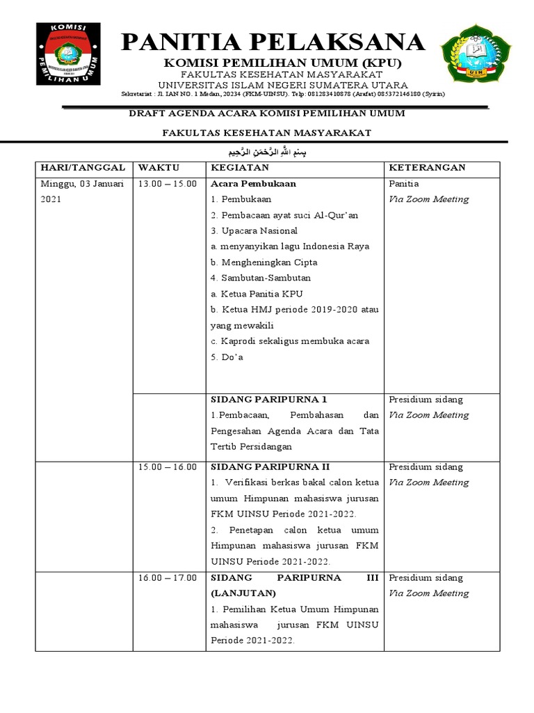 Draft Acara Pemilihan Ketua HMJ | PDF