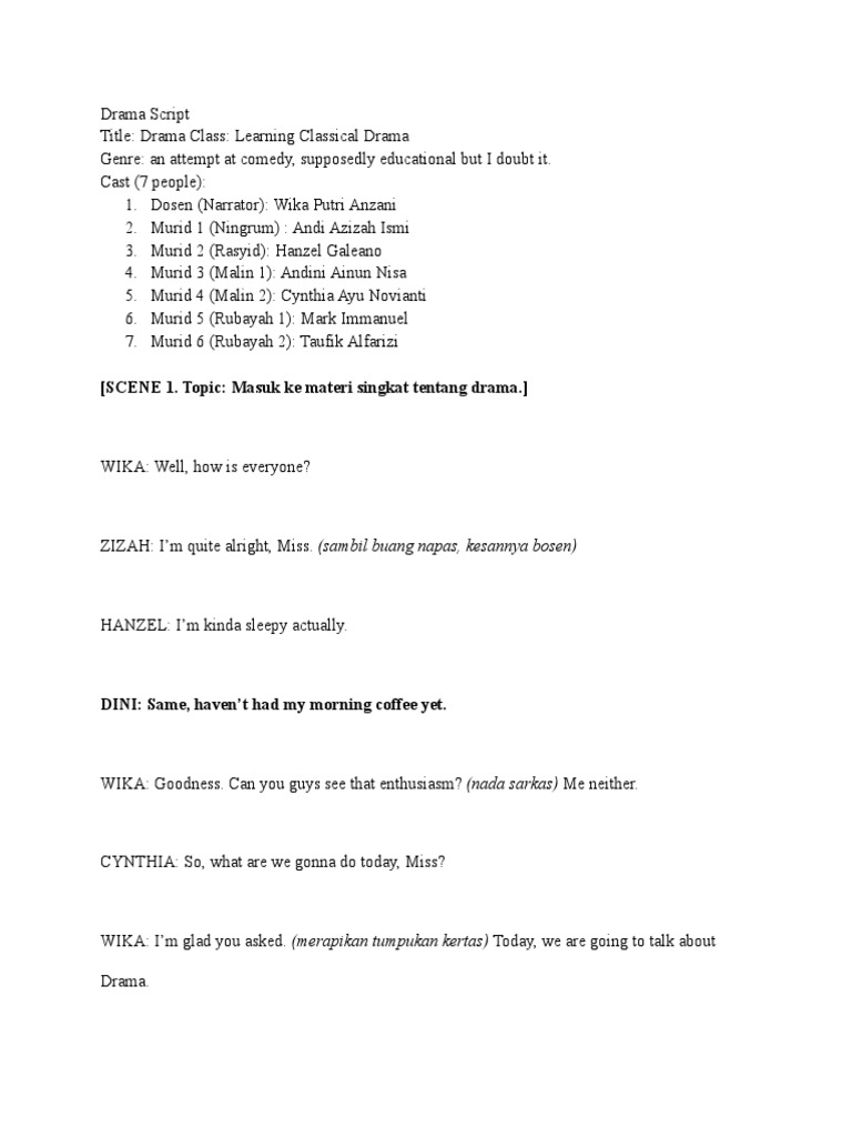 Drama Class - Script | PDF