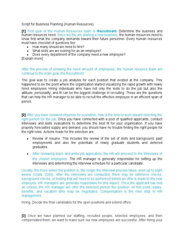 HR Planning Script | PDF | Performance Appraisal | Human Resources
