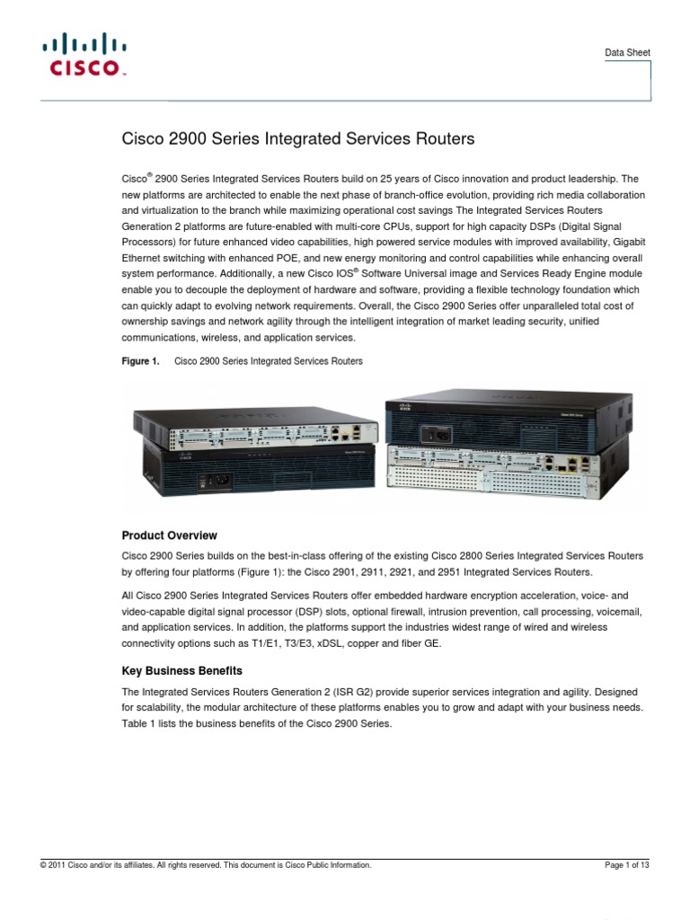 Figure 1. Cisco 2900 Series Integrated Services Routers | Download Free PDF | Cisco Systems ...