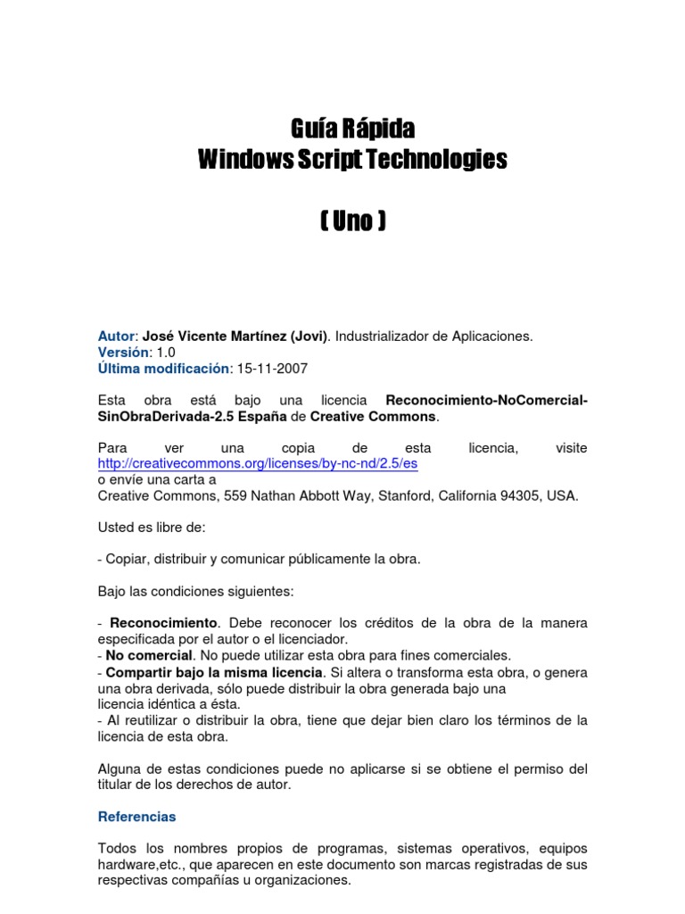Guia Rapida Windows Script Technologies 1 | PDF | Software libre | Ventana (informática)