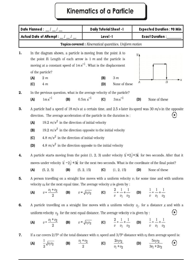Date Planned: - / - / - Daily Tutorial Sheet - 1 Expected Duration: 90 Min Actual Date of ...