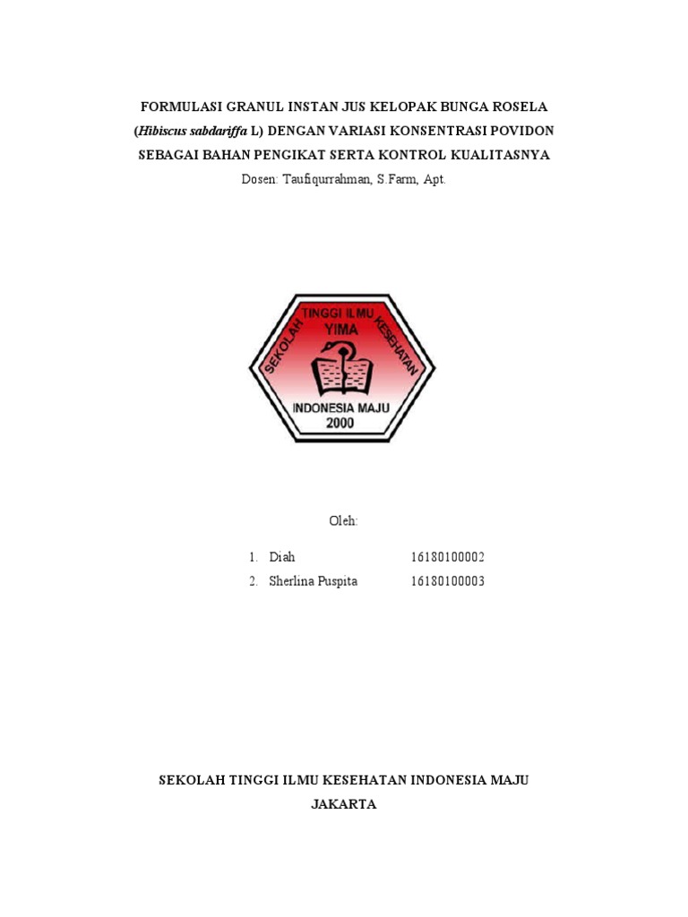 Granul Instan Jus Rosela: Formulasi & Kualitas | PDF