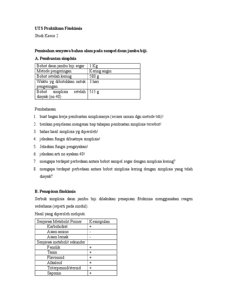 Studi Kasus 2 Fitokimia | PDF