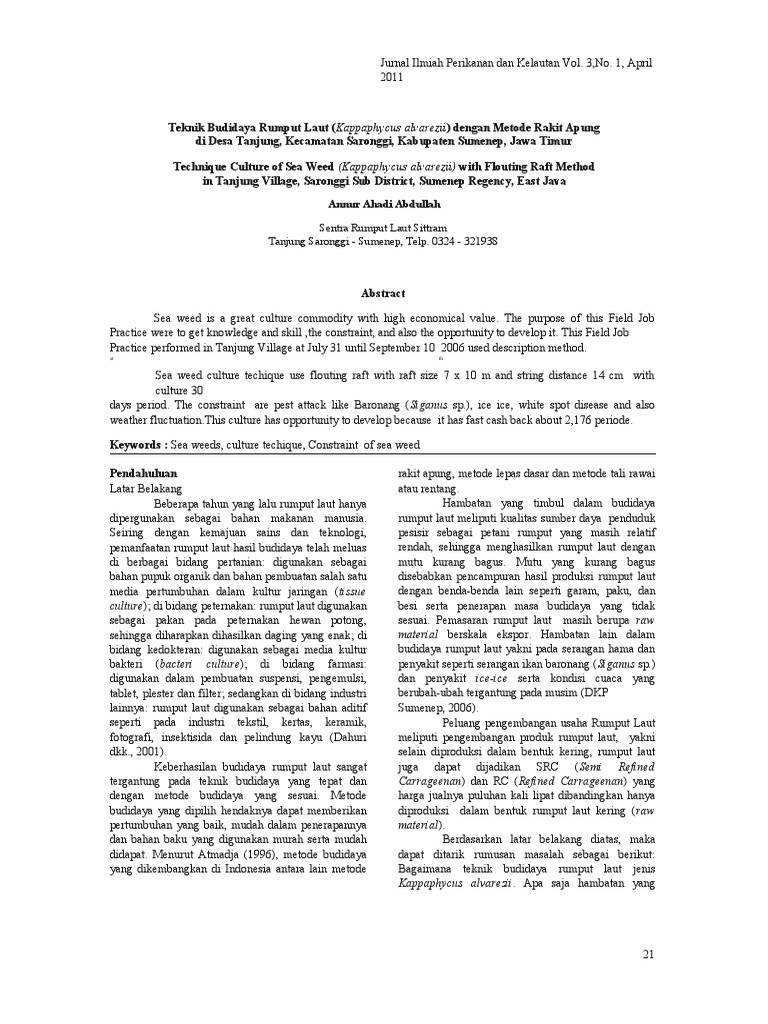 Jurnal Rumput Laut | PDF
