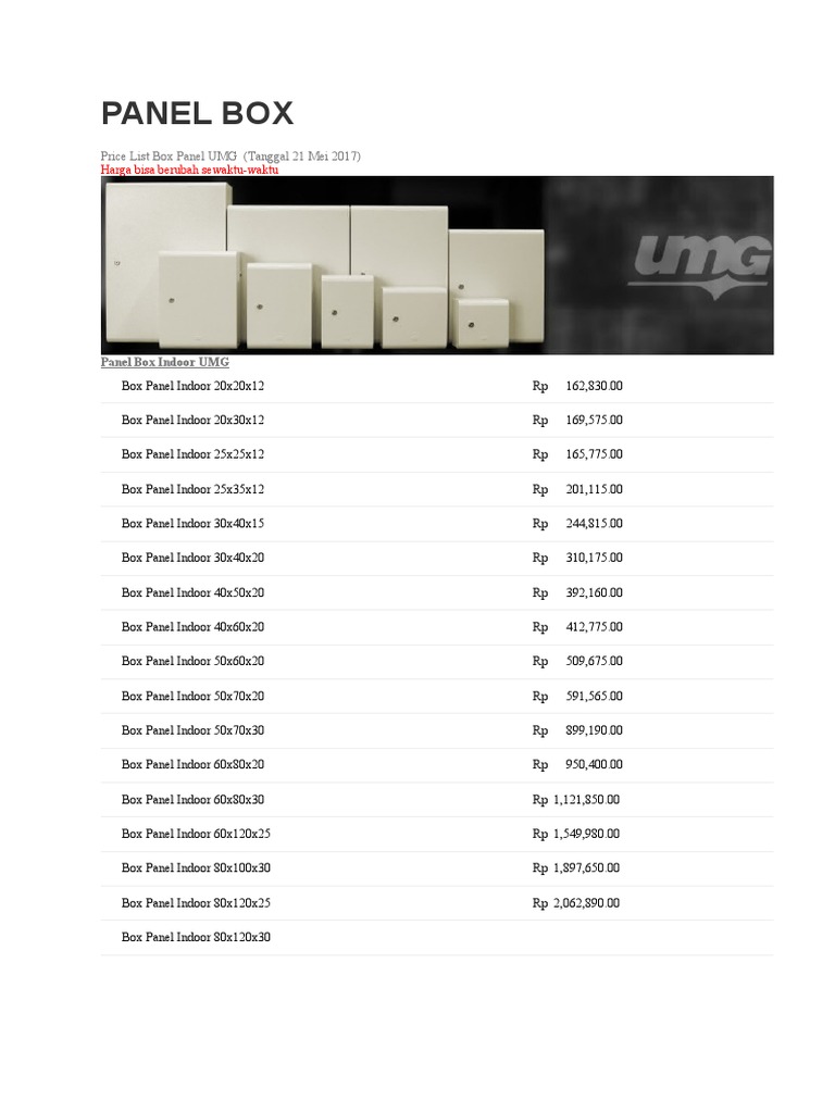 Panel Box Price List May 2017 | PDF | Materials