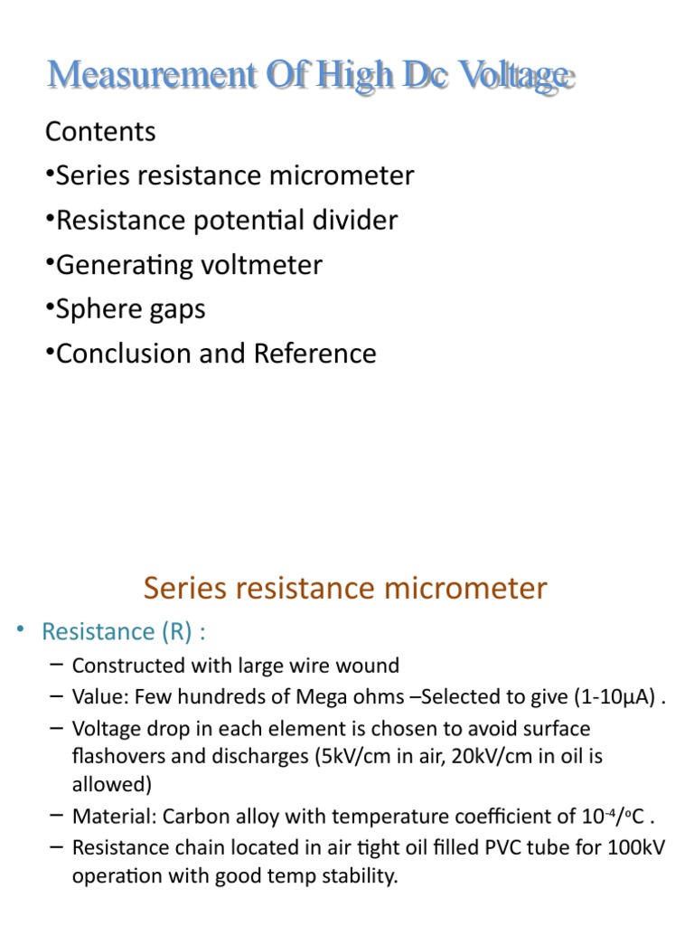 Measurement of DC High Voltages | PDF