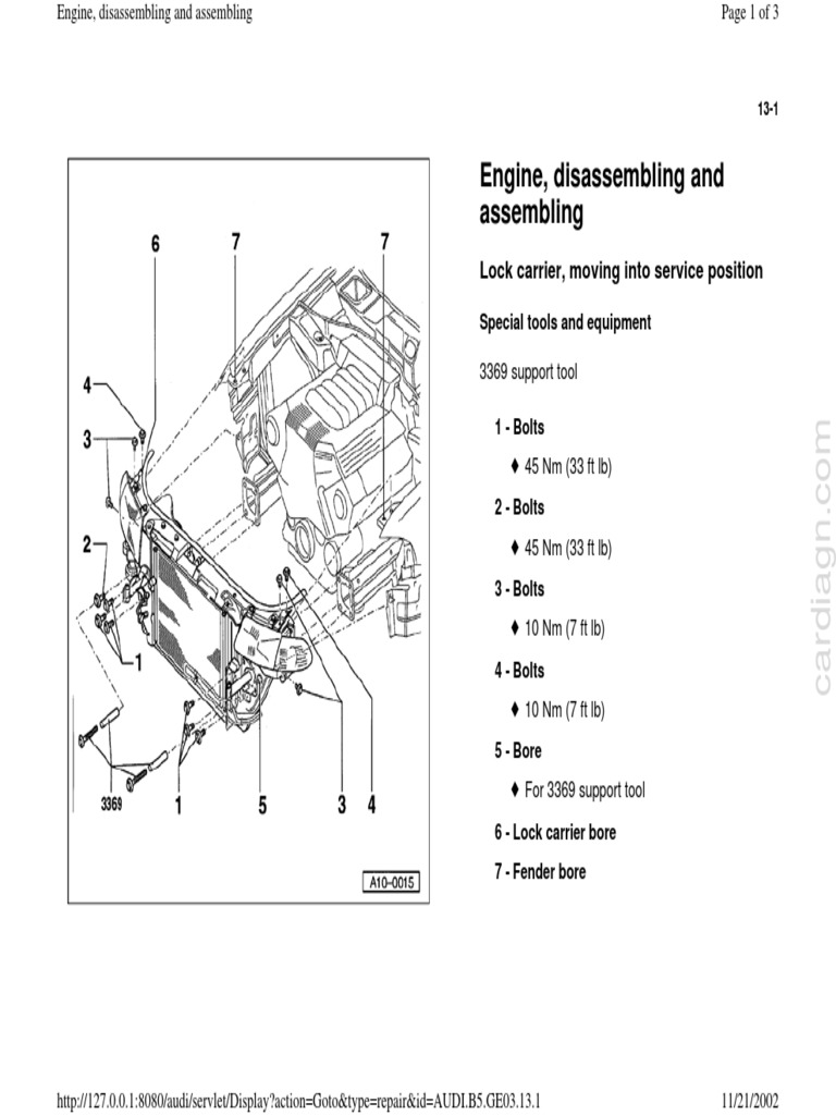 Engine, Disassembling and Assembling: Lock Carrier, Moving Into Service ...