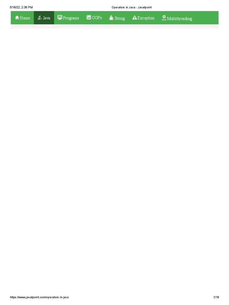 Operators in Java - Javatpoint | PDF | Information Technology ...