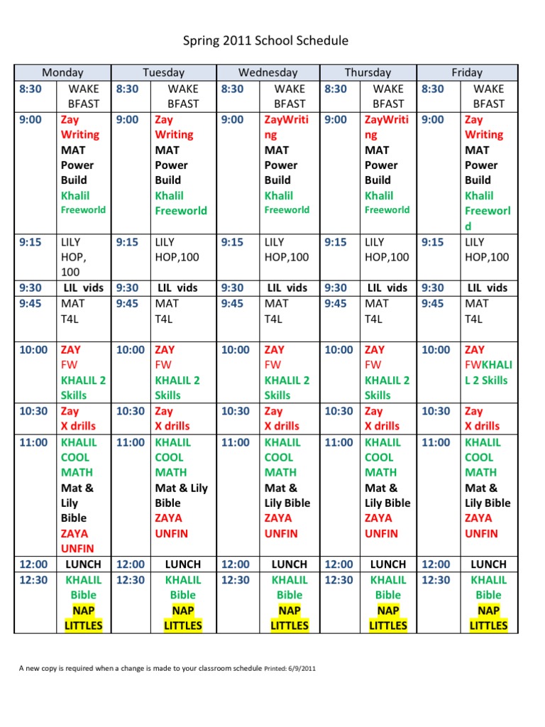 Daily Schedule | PDF