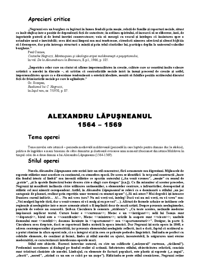 Aprecieri Critice | PDF