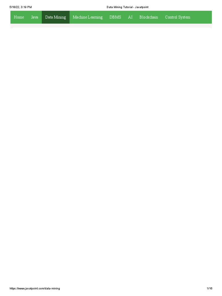 Data Mining Tutorial - Javatpoint | PDF | Data Mining | Databases