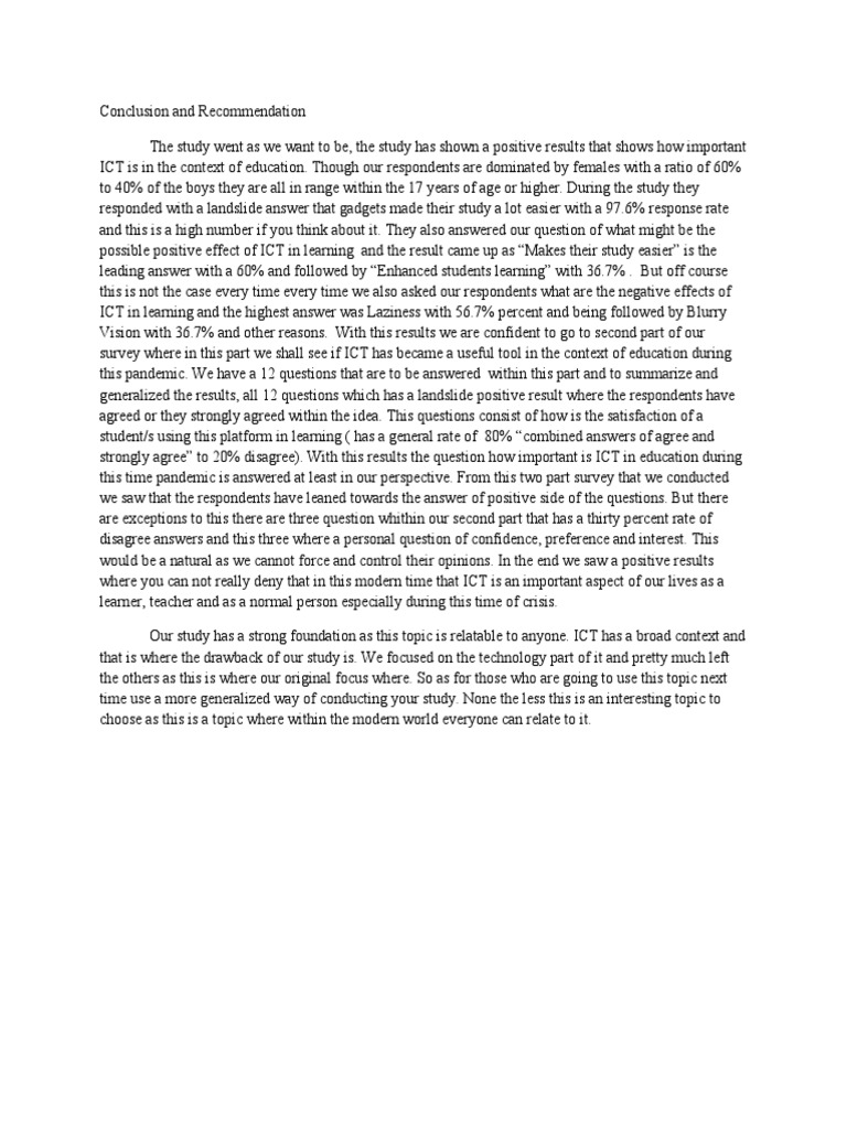 Conclusion and Recommendation | PDF | Educational Technology ...