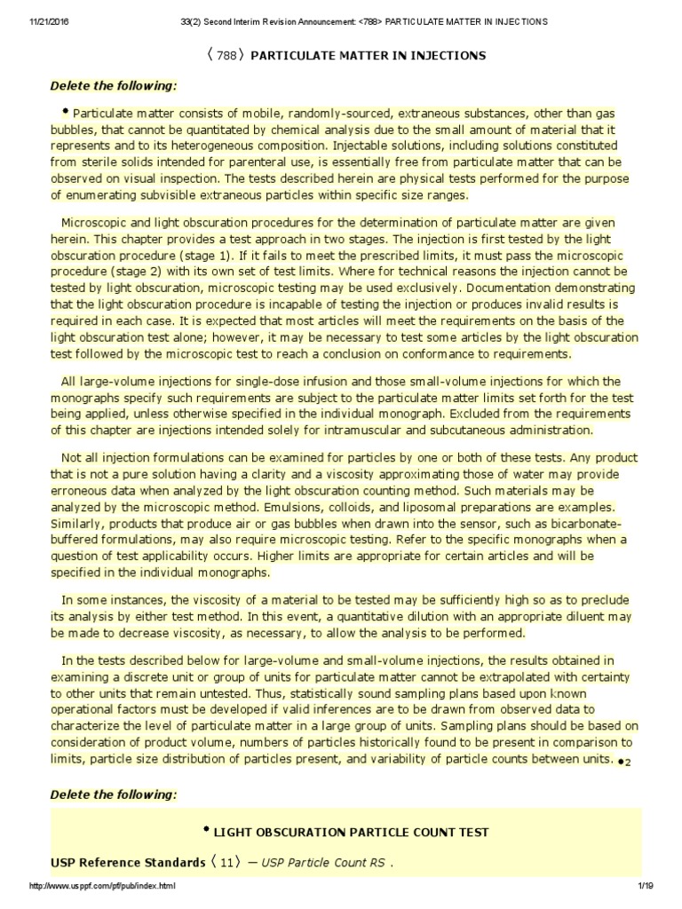 Usp 788 | PDF | Filtration | Calibration