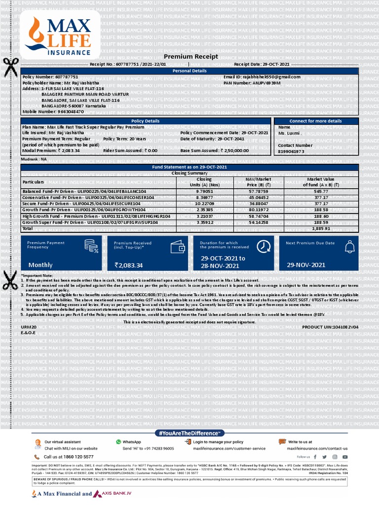 Premium Receipts | Download Free PDF | Insurance | Taxes