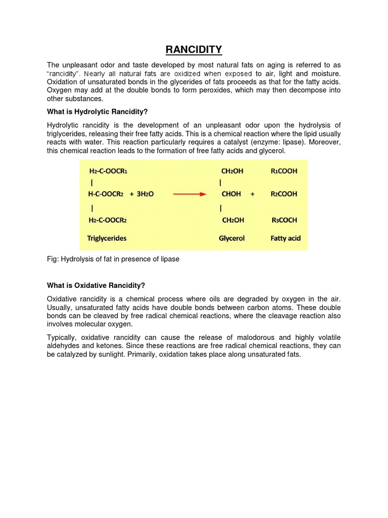 Rancidity: What Is Hydrolytic Rancidity? | PDF | Antioxidant | Chemical ...