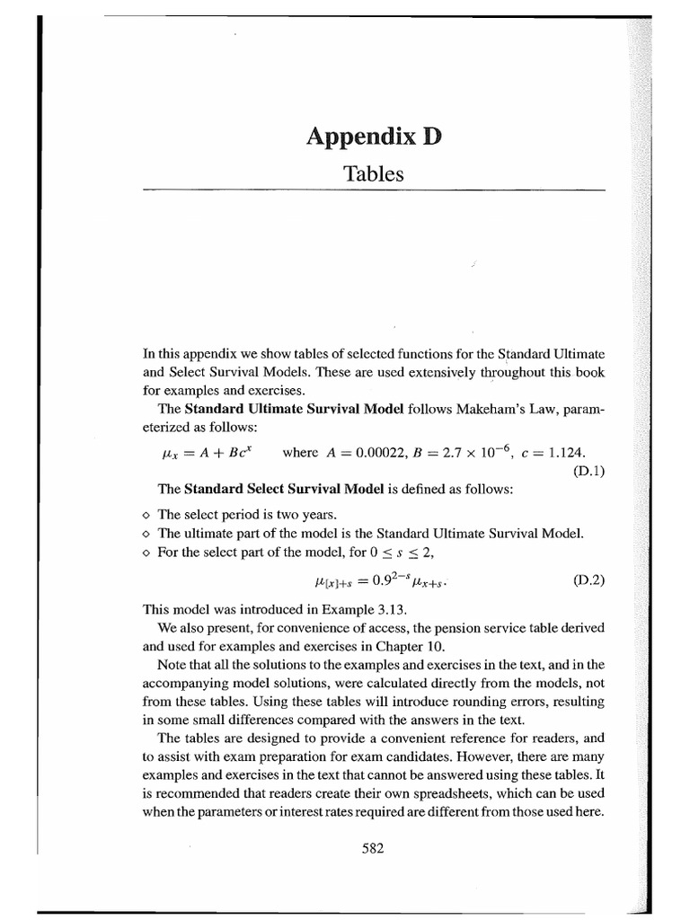 Appendix D (Life Tables) | PDF