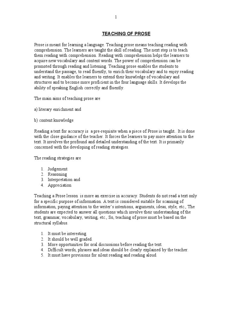 Teaching of Prose | PDF | Reading Comprehension | Behavior Modification