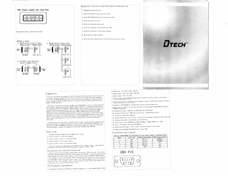 dtech-usb-to-rs-485-manual | PDF