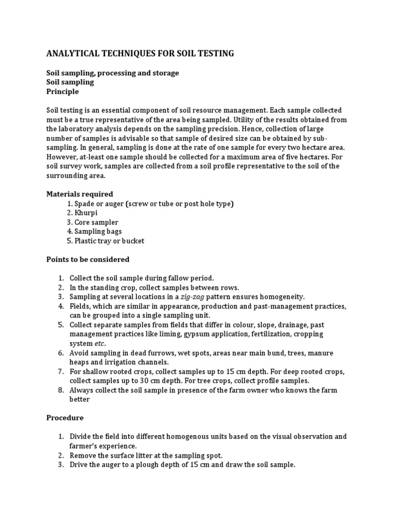 Soil Sample Testing | PDF | Soil | Plough