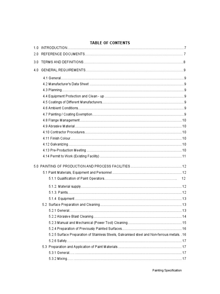 A Comprehensive Painting Specification for Production and Process ...