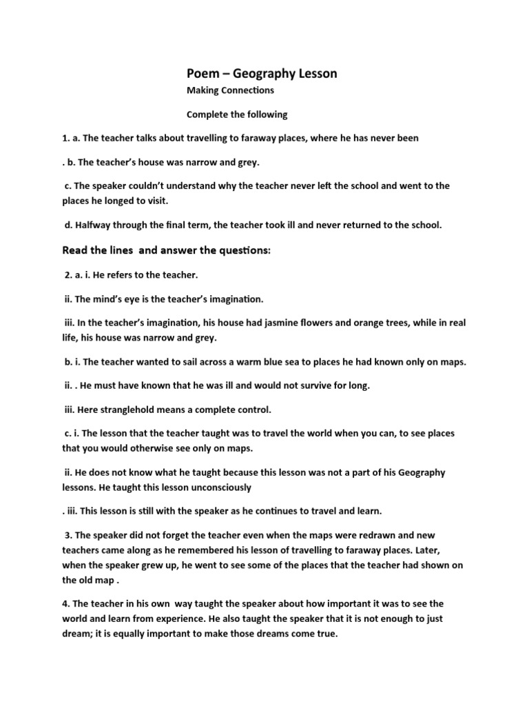 Insights from "Geography Lesson" Poem | PDF