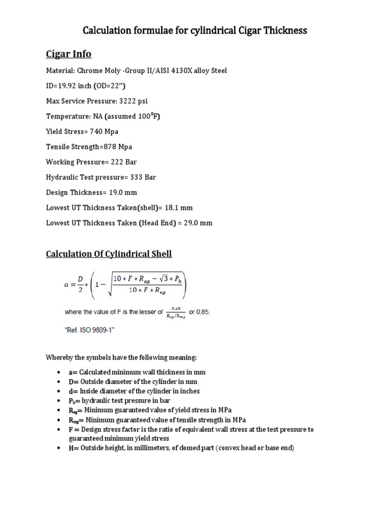 Thickness Calculation Equation | Download Free PDF | Pascal (Unit ...