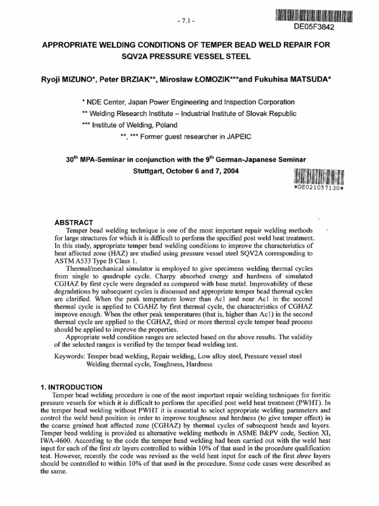 Temper Bead Welding 36036664 | PDF | Welding | Construction