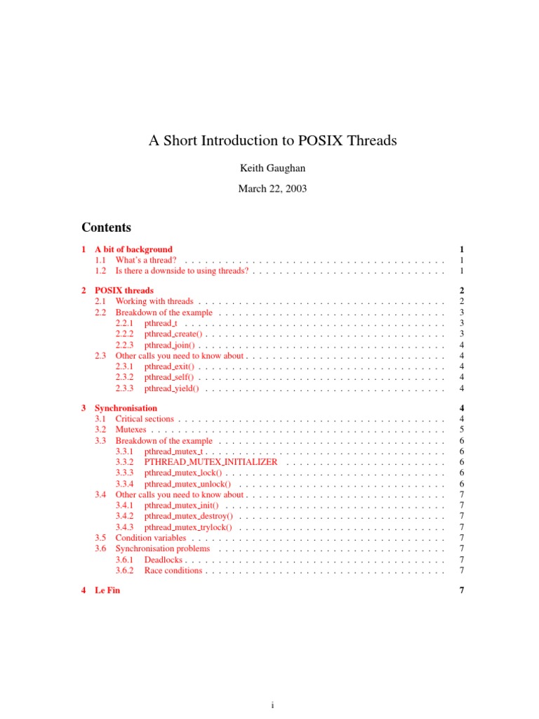 A Shortintroductiontoposix Threads Pdf Thread Computing Concurrent Computing