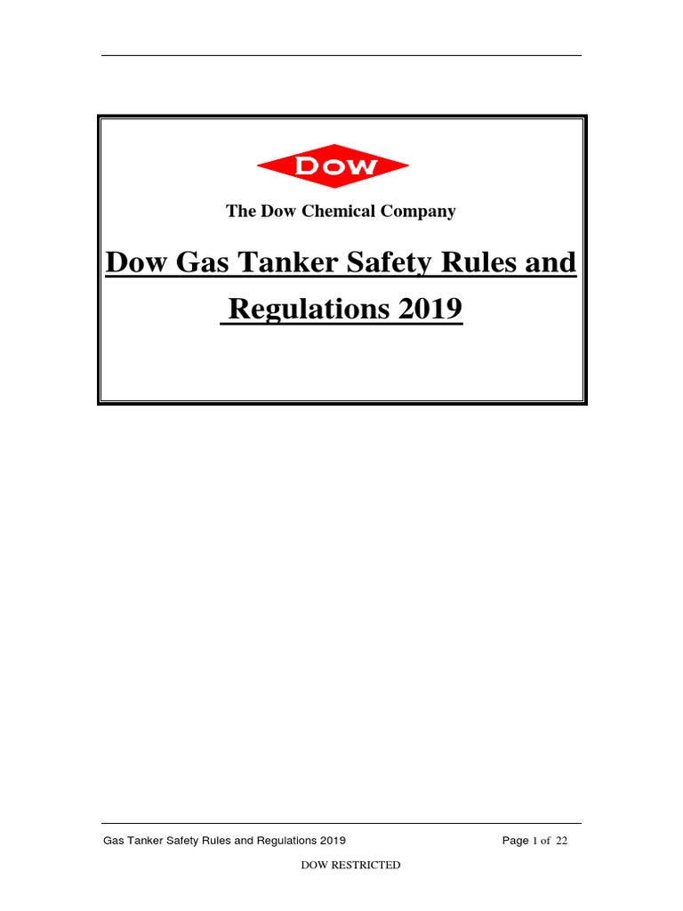 Dow Gas Tanker Safety Rules Regulations 2019 | PDF | Oil Tanker | Pump