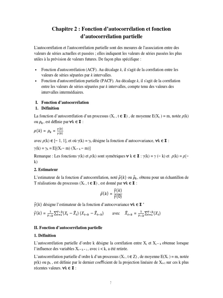 Cours de Serie Chronologique Chap2 | PDF | Processus stationnaire ...