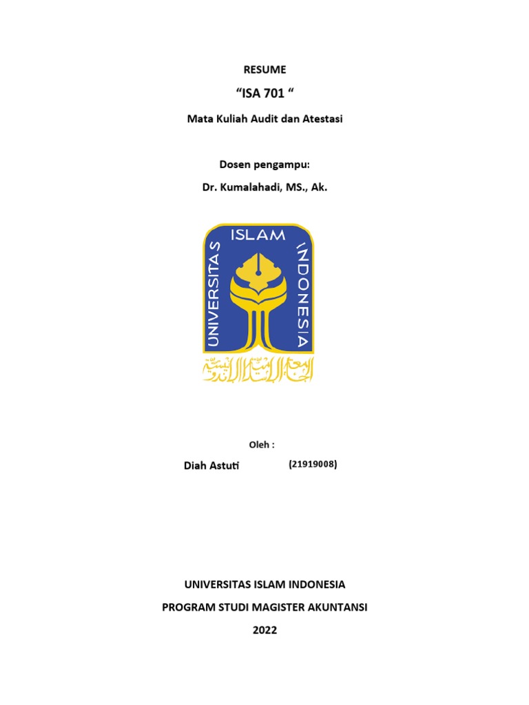 Audit dan Atestasi ISA 701 oleh Diah Astuti | PDF | Bisnis ...