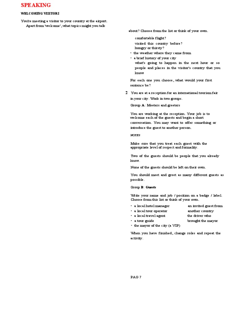 Welcoming Visitors: Notes | PDF | Waiting Staff | Hotel